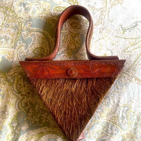 Bags | Handmade Leather Triangle Shaped Handbag | Poshmark